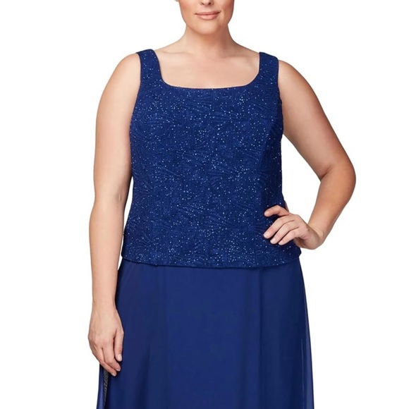 Alex Evenings | Dresses | Alex Evening Size 4w Electric Blue Gown ...